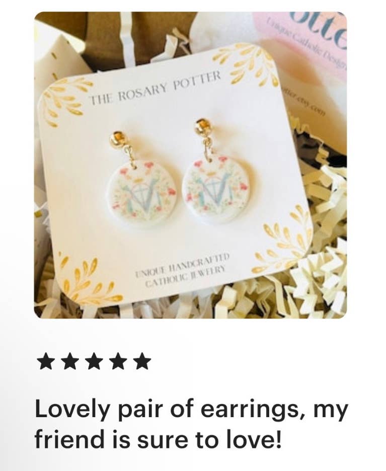 The Rosary Potter - Mary Monogram Earrings — Full of Grace USA
