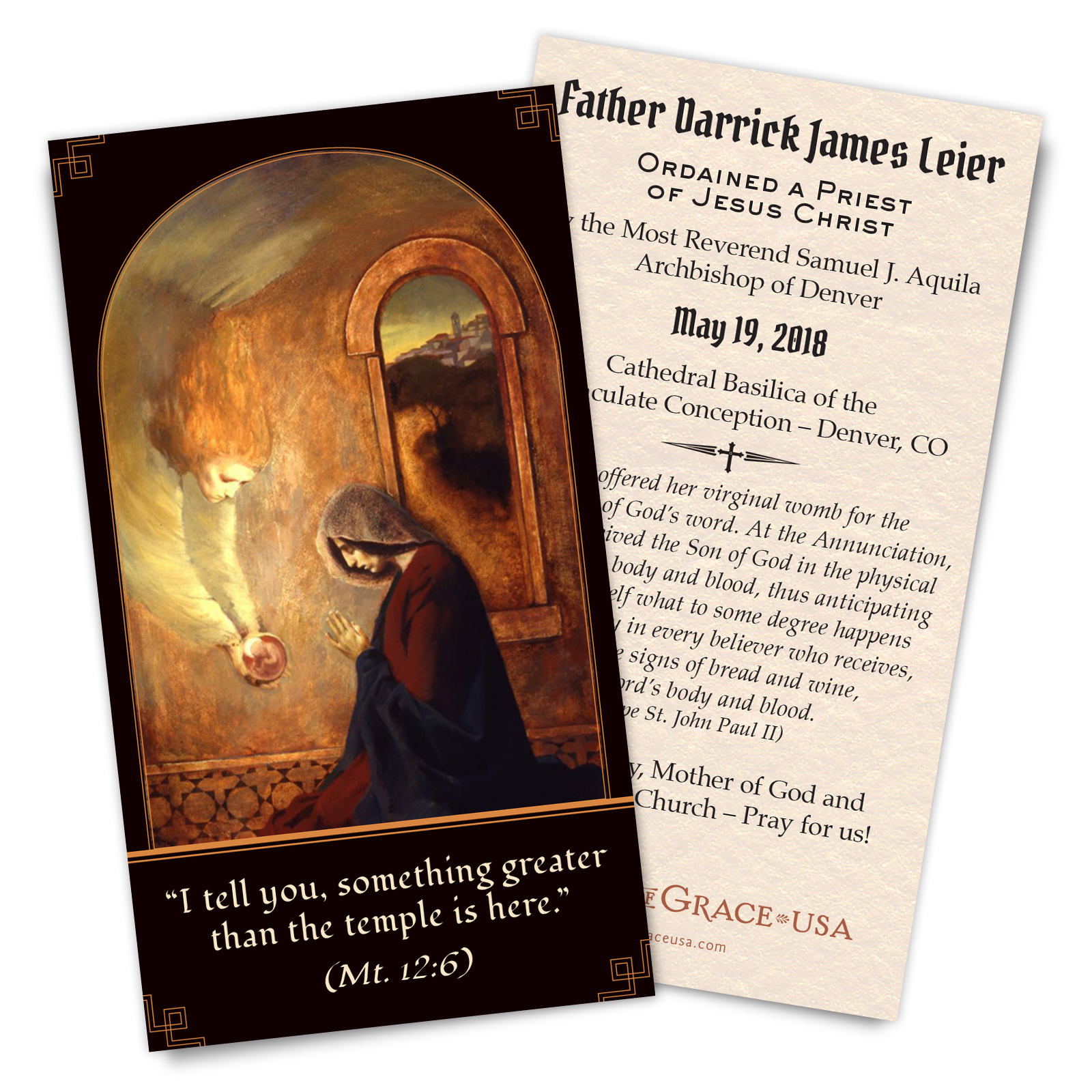 Custom Designed Holy Cards — Full of Grace USA